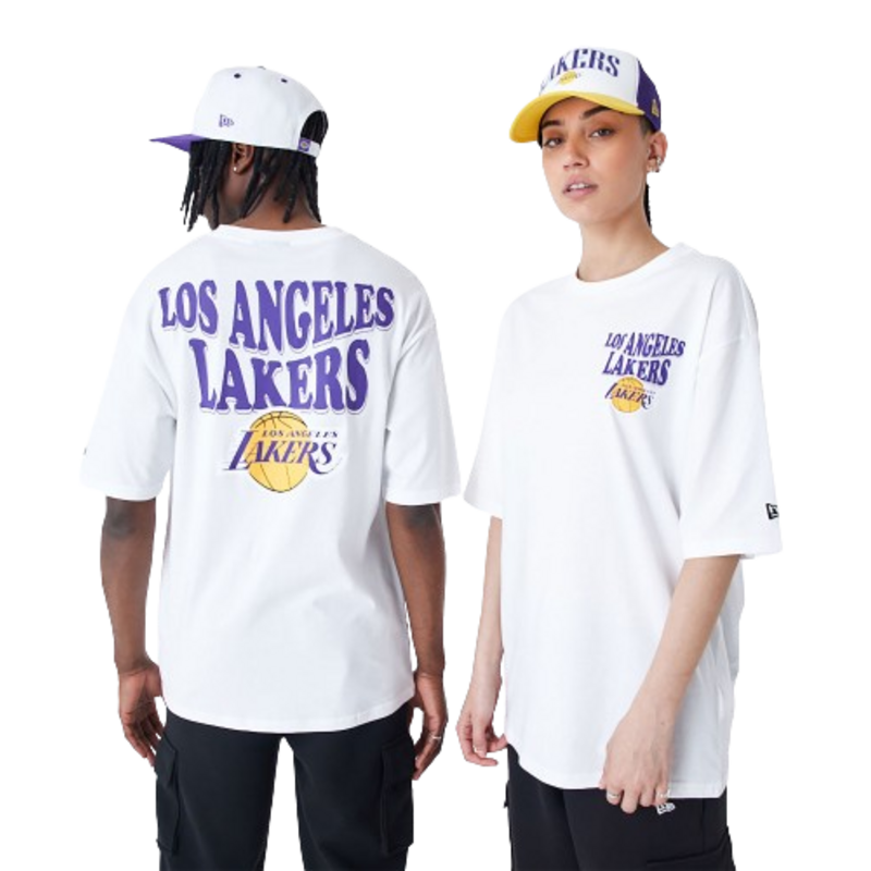 New Era NBA L.A Lakers Script White Oversized T-Shirt