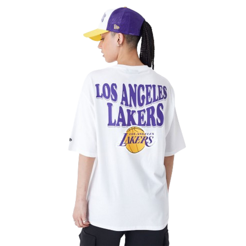 New Era NBA L.A Lakers Script White Oversized T-Shirt