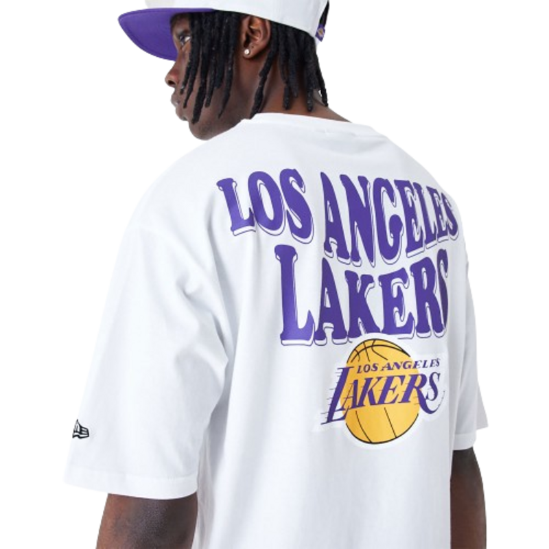 New Era NBA L.A Lakers Script White Oversized T-Shirt