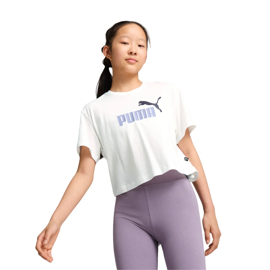 Puma Girls Logo Cropped Tee "White" - manelsanchez.com