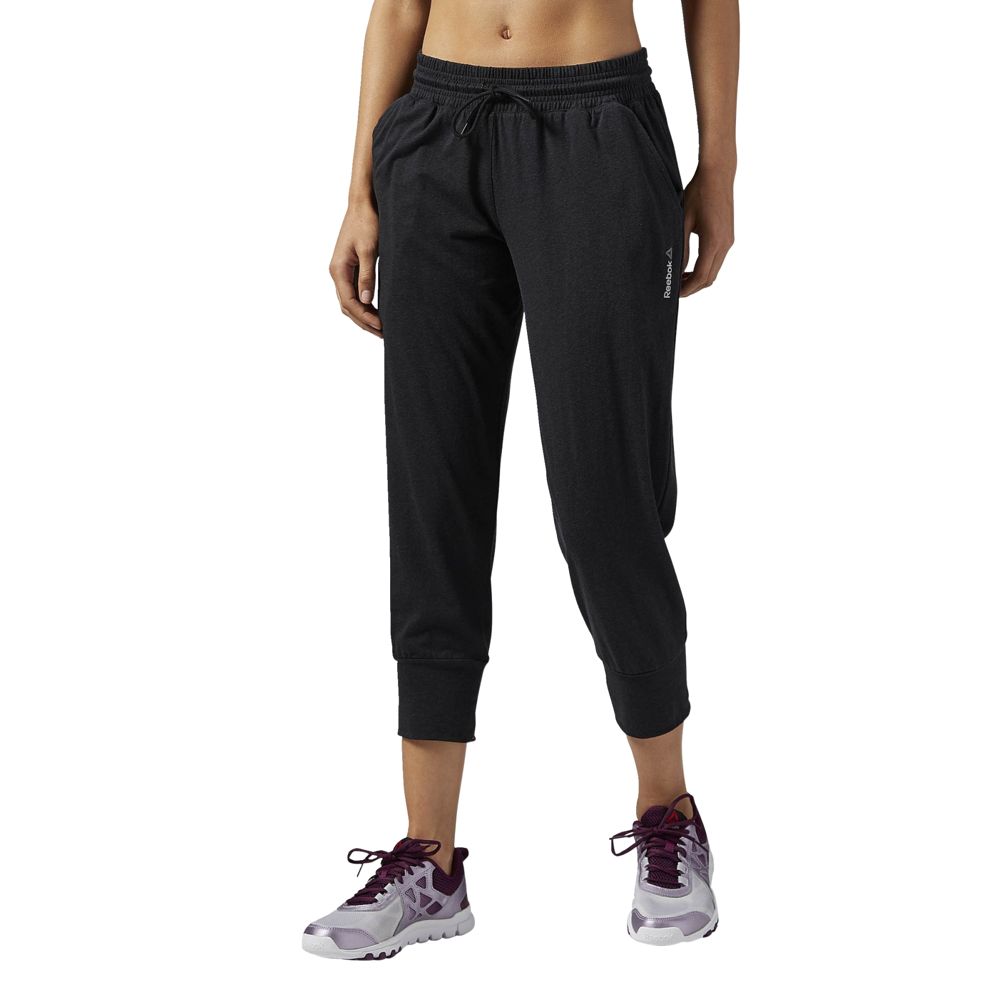 Reebok W Elements Jersey Cuffed Hem Capri (black)